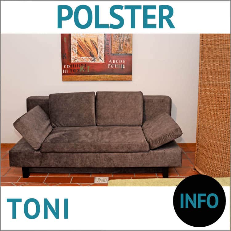Sofa mit Schlaffunktion und Bettkasten Toni wird zum Doppelbett